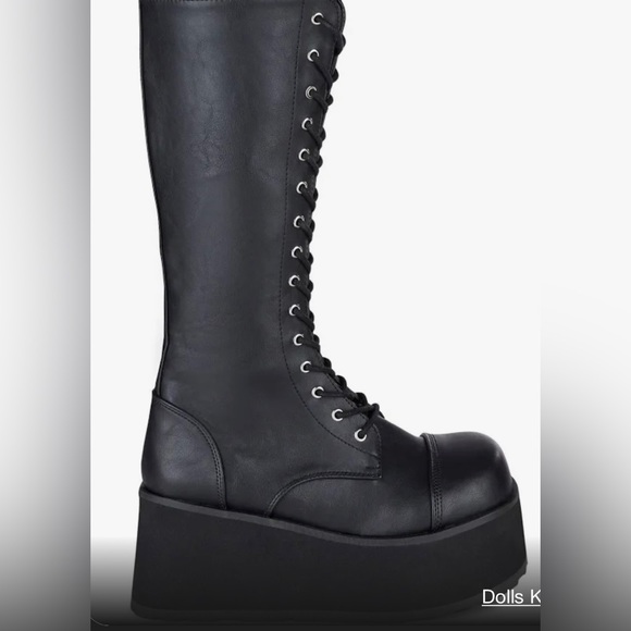 Demonia | Shoes | Demonia Tall Black Vegan Leather Lace Up And Zip Up ...